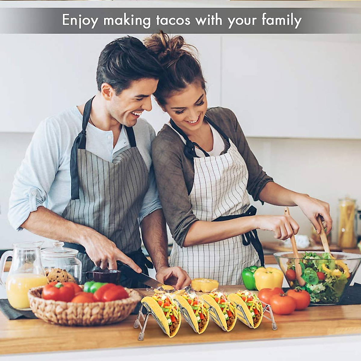 Taco Holders set of 2,Stainless Steel Taco Shell Holder Stand,Taco Tray Plates for Taco Bar Gifts Accessories,Holds 4 Tacos Each,Oven Safe for Baking, Dishwa sher and Grill Safe
