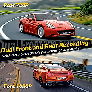 Dash Cam Front and Rear with WiFi, 1080P FHD Dash Camera for Cars, Dual Dashcam with 3 Inch Display, Super Night Vision, 170° Wide Angle, G-Sensor, Loop Recording, Parking Monitor, Support 128GB Max
