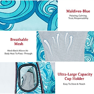 ARMOR CASTLE Portable Camping Chairs for Adults with Footrest Mesh Folding Recliner with Adjustable Cup Holder and Detachable Pillow, Heavy Support 300lbs, Blue