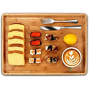 smylls Organic Bamboo Serving Tray, Cheese Plates Coffee Tea Serving Tray Fruit platters Party Dinner Plates Sour Candy Tray