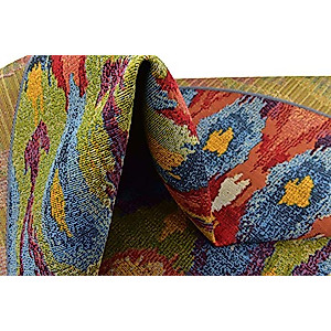 Unique Loom Outdoor Modern Collection Area Rug - Ikat (8' Round, Multi/ Burgundy)