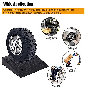 Threshold Ramp, Rubber Ramps for Wheelchairs/Driveway/Scooters, 4/5/6inch Rise Heavy Duty Curb Ramp Threshold Ramps for Garage Garden Parking Lots (Size : 14cm/5.5in)