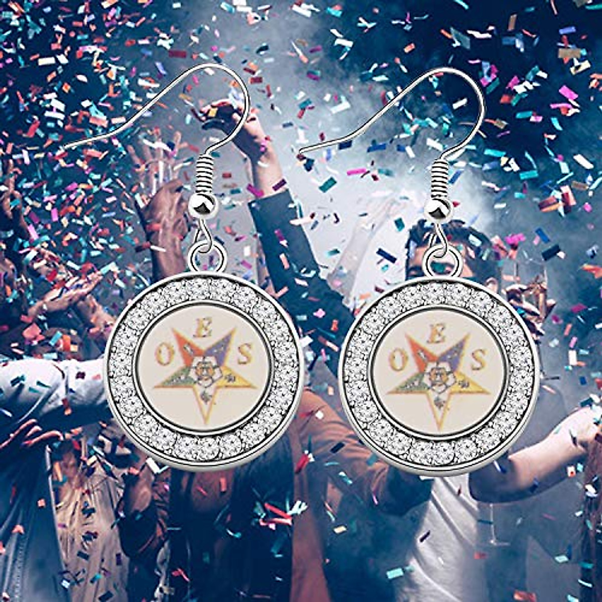 SEIRAA Order of The Eastern Star Sorority Gift OES Symbol Hook Earrings, OES Charm Bracelet for Her