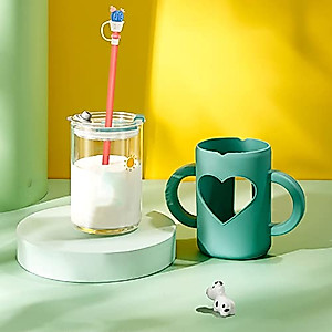 12Pcs Silicone Animals/Cactus Shape Straw Covers Cartoon Straw Tips Cover Reusable Silicone Straw Toppers Cute Straws Plugs for 6 to 8 mm Straws Home Kitchen Accessories