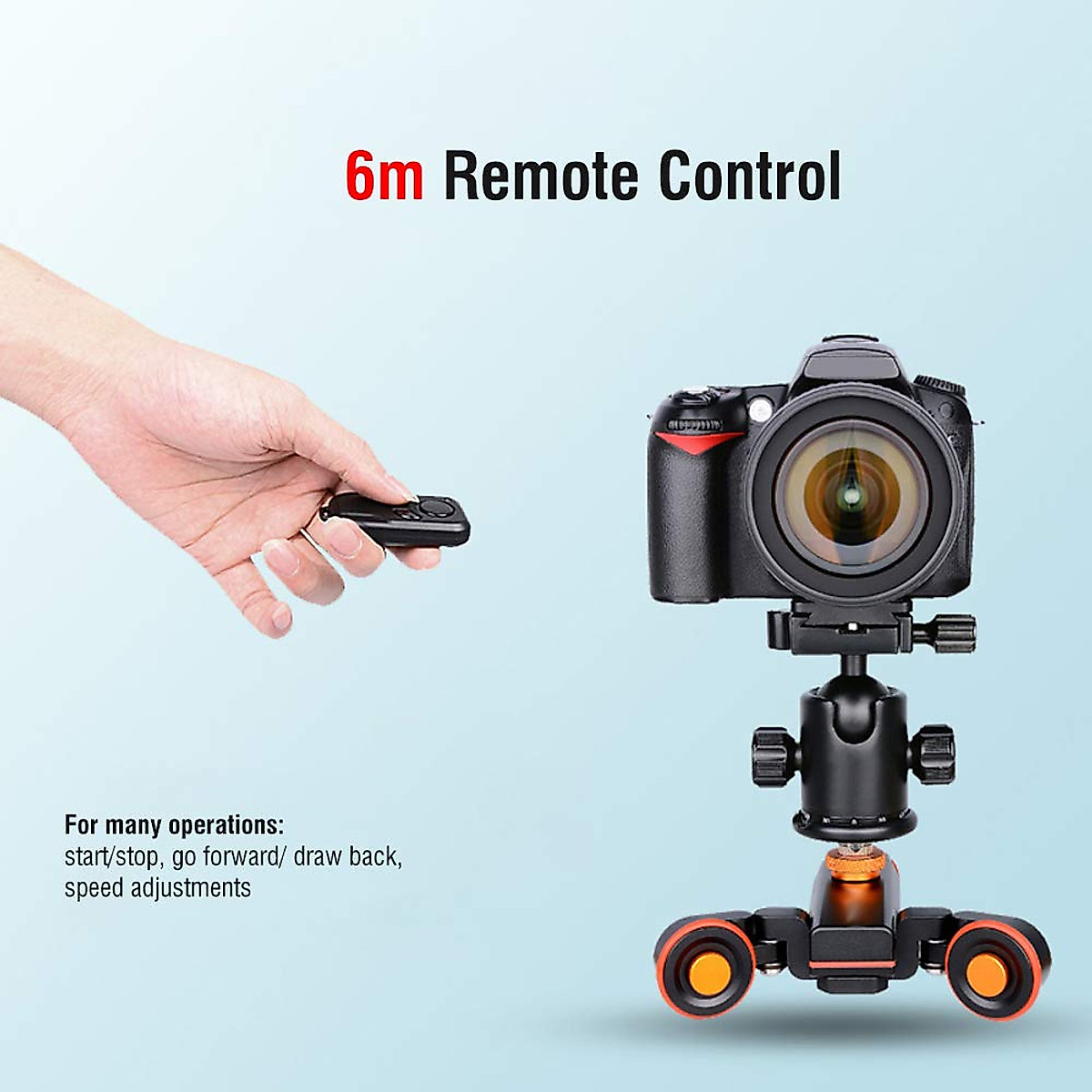 Tosuny L4X Mini Motorized Camera Slider with Remote Controller, 3 Speeds Video Camera Pulley Car Dolly Rolling Slider Skater, Compatible with DLSR Cameras, Action Cameras, and Cellphone