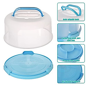 Zoofen Cake Carrier with Handle 10in Cake Stand Holder Round Container for 10in or Less Size(Blue)