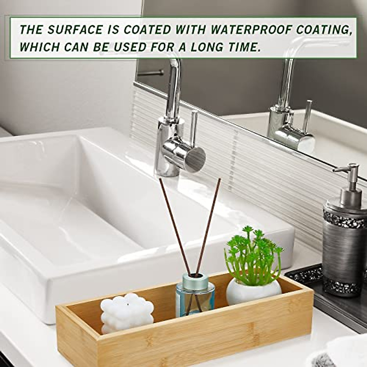 2 Pcs Bamboo Bathroom Tray Toilet Paper Storage Toilet Tank Tray Toilet Tissue Holder Organizer Box Basket with Silicone Slip Resistant at 4 Corners for Toilet Tank Bathroom Kitchen Counter