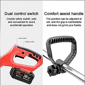 Lawn Mower, Power Electric Rechargeable Weeder with Hand Push 600W Adjustable Length 90-120CM Rotatable Machine Head for Home Small Garden