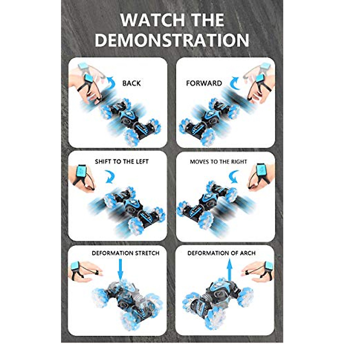 TANOKAY RC Stunt Car, 2.4GHz Remote Control + Gesture Sensing Monster Truck, Big Off Road Double Sided Racing Rock Crawler, Stunt Drift Rechargeable Vehicle for Kids & Adults