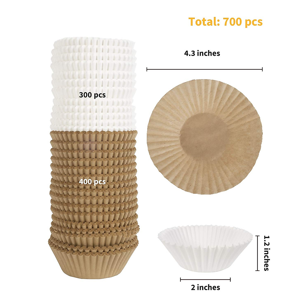 Cupcake Liners, 700 Pcs Muffin Liners, Standard Size Cupcake Wrappers of 2 Colors for Wedding and Birthday by DualFerv