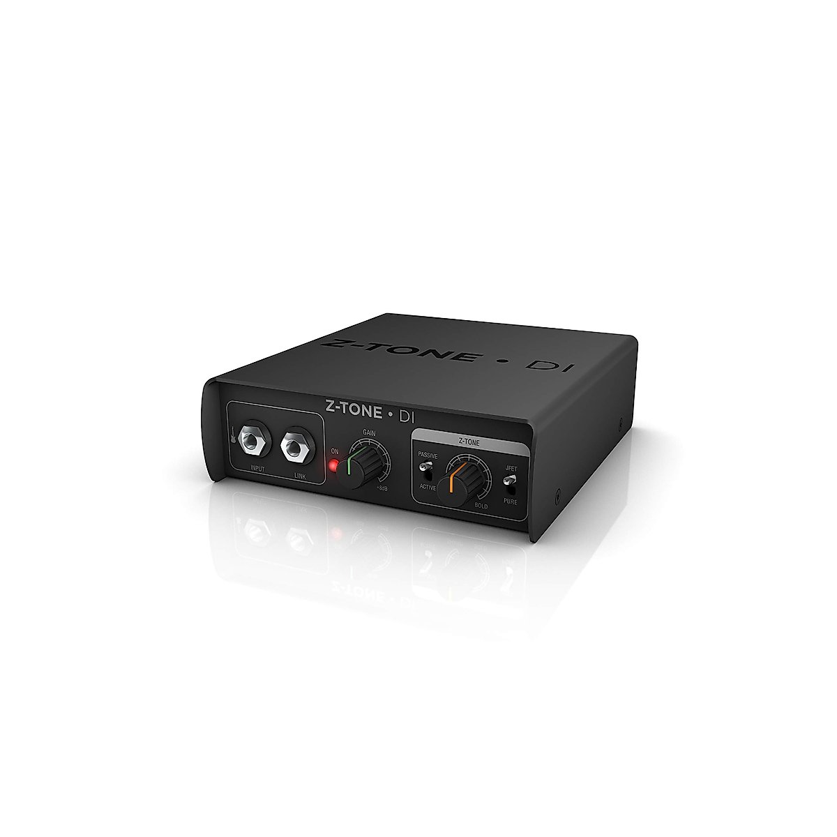 IK Multimedia Z-Tone DI Instrument preamp, Direct Box with Active/Passive Pickups selector, switchable Pure/JFET Channels, and Ground Lift for use as a reamp Box