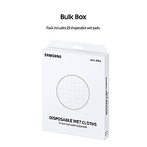 SAMSUNG Jet Stick Spinning Sweeper Disposable Wet Pads, Pack of 20 for Jet 90 Complete, Jet 75 Complete, Jet 70 Pet Cordless Vacuum Cleaners w/ Spinner Sweeper Brush Attachment, VCA-SPA90/XAA, Grey