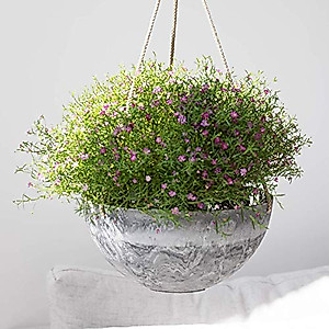 LA JOLIE MUSE Hanging Planter Flower Plant Pots - 10 Inch Indoor Outdoor Balcony Patio Hanging Basket Set of 2, Marble Pattern