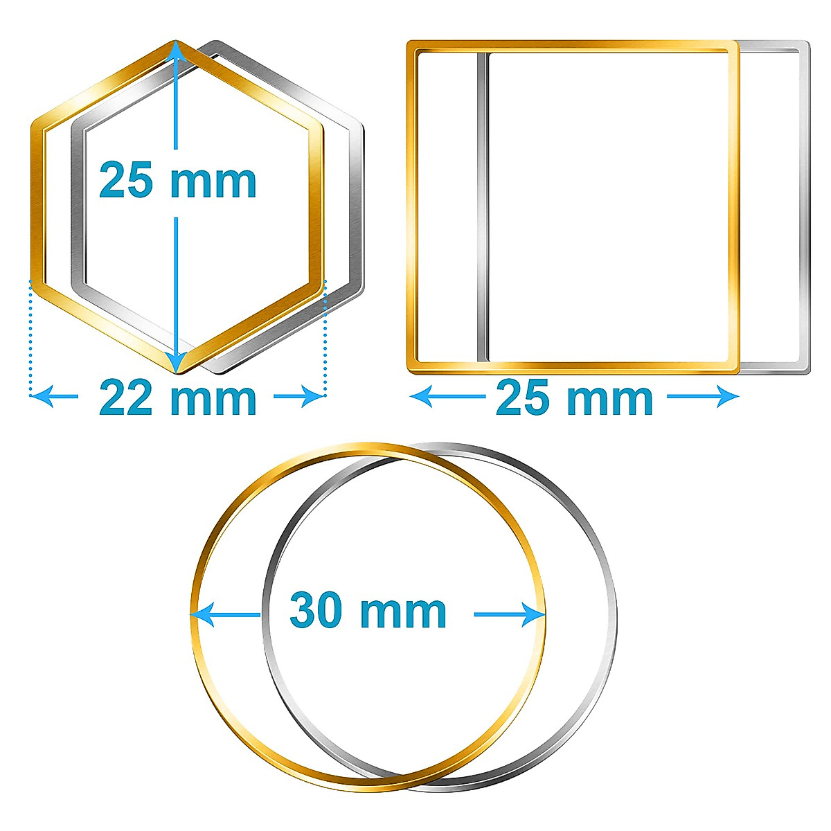 Earrings Beading Hoop for Jewelry Making, FANMAOUS Earrings Findings Hoops Earring Charms Open Bezel Pendant Frame for DIY Craft,Earring Necklace,Crafts Supplies (60 pcs (Round/Square/Hexagon))