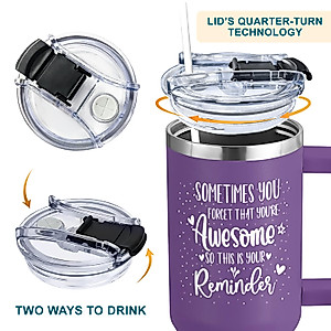 AT2Z GLOBAL Christmas Gifts For Women - Gifts For Women, Ladies, Her, Wife - Purple Gifts, Inspirational Gifts For Women - Womens Gifts For Christmas, Birthday, Mothers Day - 40oz Tumbler with Handle