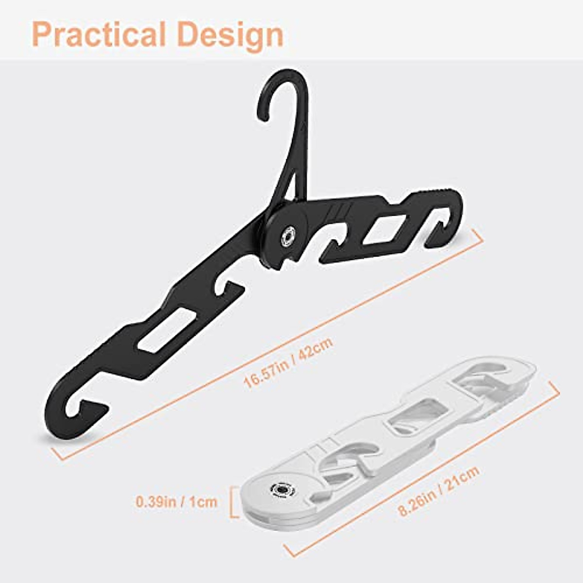 NICEDACK Premium Travel Hangers 6 Pack Portable Folding Clothes Hangers - Super Bearing Collapsible Hanger Foldable Clothes Drying Rack for Travel, Indoor and Outdoor Use (6 Pack 3Black/3White)