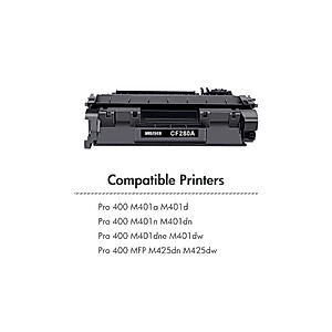 80A CF280A 2 Pack Toner Cartridge Compatible Replacement for HP 80A CF280A 80X CF280X Toner Cartridge for HP Pro 400 M401A M401D M401N M401DNE MFP M425DN Printer Black
