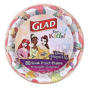 Glad for Kids Disney Princess “Magic is in All of Us” 8.5” Paper Plates | Plates, Snack Kid-Friendly Everyday Use, 24 Ct