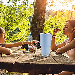 30oz Blue Tumbler Stainless Steel Double Wall Vacuum Insulated Mug with Straw and Lid, Cleaning Brush for Cold and Hot Beverages