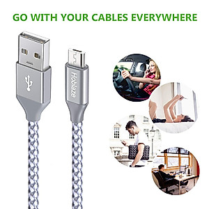 Hoblaze Micro USB Cable 10FT, Android Charger Cord 3Pack Long Nylon Braided Sync and High Speed Charging Cord Compatible with Samsung Galaxy S7 Edge S6, Android & Windows Smartphones and More