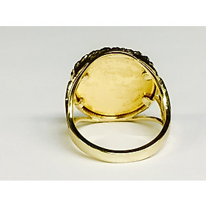 22 Kt 1/10 Oz Lady Liberty Coin In 14 Kt Solid Yellow Gold Ladies Coin Ring 19Mm -Random Year Coin