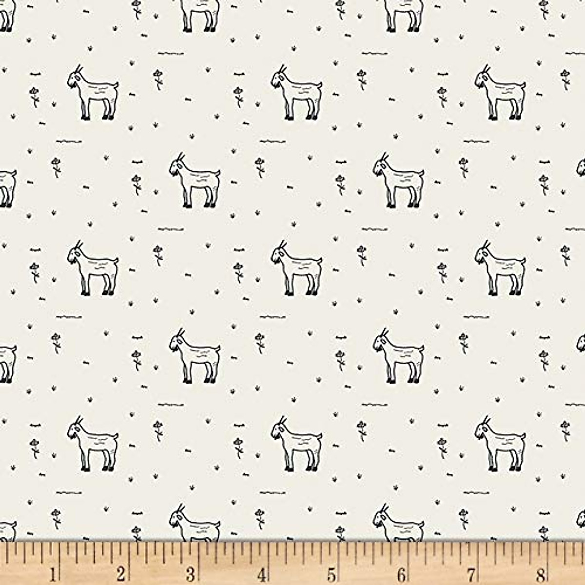 Art Gallery Fabrics Art Gallery Day Trip Grazing Goats Fabric, White