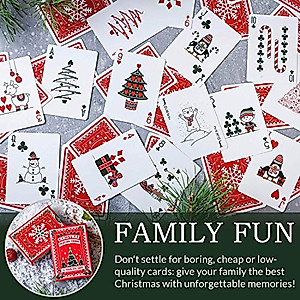 Christmas Playing Cards, Cute Designs for Family Fun with Free Card Game eBook! Great Stocking Stuffer Gift Under 15 Dollars, Premium Poker Card Deck, Bright Colors for Kids & Adults, Standard Size