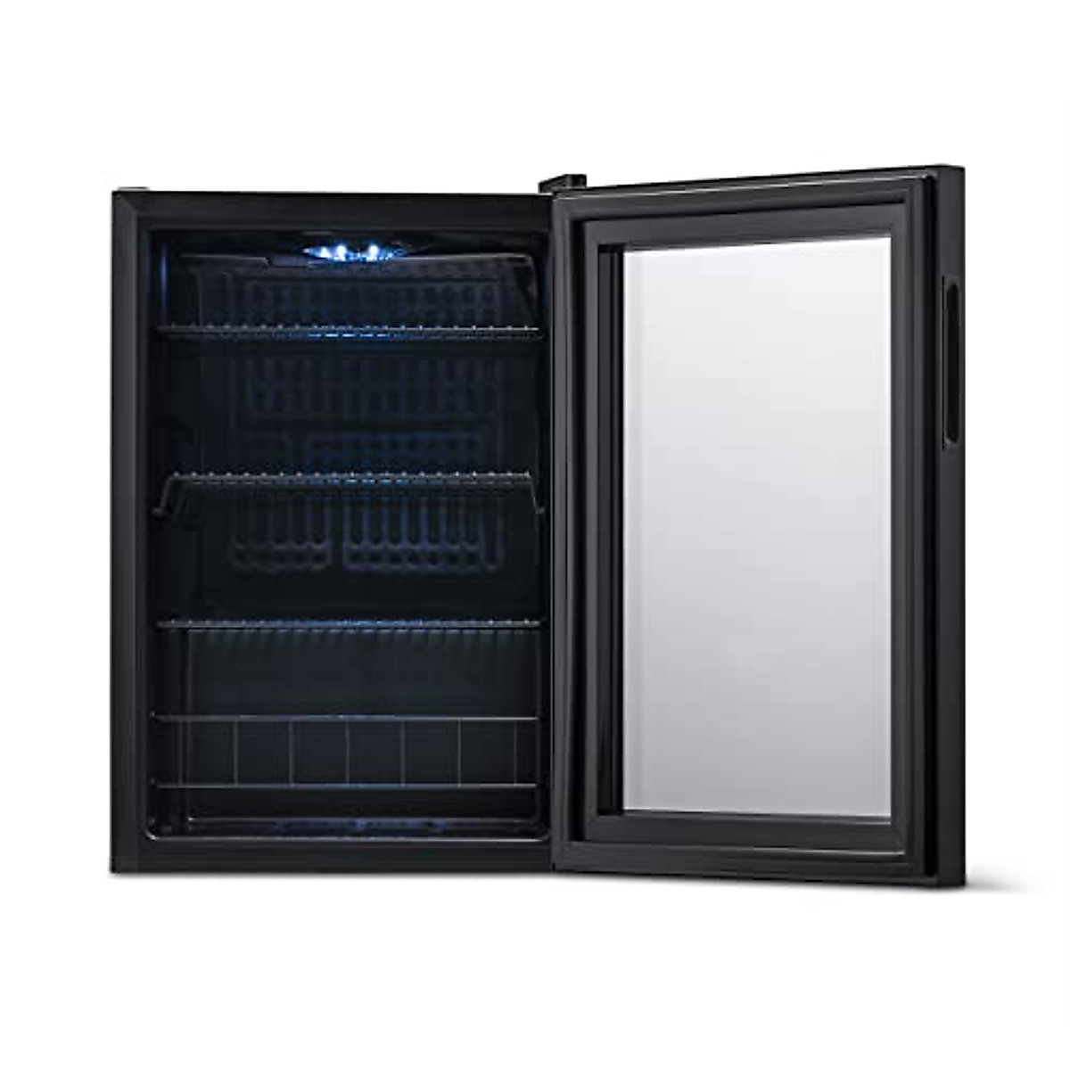 NewAir Beverage Refrigerator Cooler with 90 Can Capacity - Mini Bar Beer Fridge with Right Hinge Glass Door - Cools to 34F - AB-850B - Black