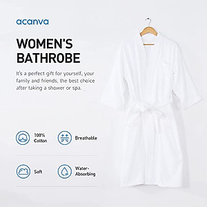 Acanva Women's & Men's Terry Robe Plush Cotton Spa Kimono Bathrobe