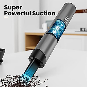 MIUI Handheld Vacuum Cordless - Car Vacuums Rechargeable, Mini Vaccum Cleaner, Lightweight & Powerful Suction - Easy to Clean Desktop and Small Spaces, Hand Held Vacuum Wireless (Silver)