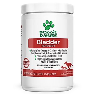 Doggie Dailies Cranberry Supplement for Dogs, 225 Soft Chews, Urinary Tract, Bladder & Kidney Support for Dogs, Cranberry for Dogs with Marshmallow Root, Licorice Root & Apple Cider Vinegar (Chicken)
