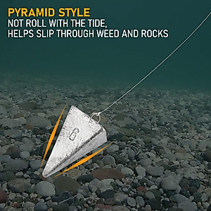 Dr.Fish 5 Pack Pyramid Sinkers Saltwater Lead Fishing Weight 1oz-32oz/2LB Triangle Surf Fishing Bank River Catfishing Pompano 2oz