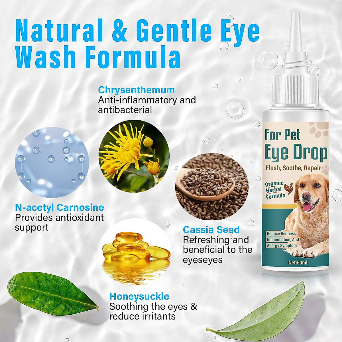 zeBrush Dog Eye Drops,Cataract Drops for Dogs & Cats-Relieve Pet Red Eyes,Dry Eyes & Infection Inflammation,Dog Tear Stain Cleaner,Improve Eye Vision,Safe & Gentle for Pets