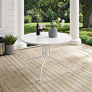 Crosley Furniture KOD10010KL Griffith Retro Metal Outdoor 5-Piece Dining Set with 39" Table and 4 Chairs, White and Key Lime