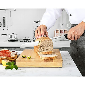 HUMBEE Cusine Pro, 12 inch Bread Knife, Serrated Knife Wave Razor-Sharp Blade Comfortable Grip Dishwasher Safe, NSF Certified,Black