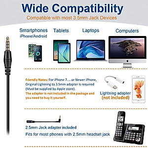 Cell Phone Headset with Microphone Noise Cancelling & Call Controls, 3.5mm Computer Headphones for iPhone Samsung PC Business Skype Softphone Call Center Office, Clear Chat, Ultra Comfort