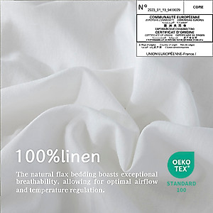 EVERLY 100% Pure Linen Duvet Cover Set Twin Size 68X90Inch 3pcs (1 Duvet Cover,1Pillowcases) Soft and Breathable for All Season with Coconut Button Closure, Suitable for Hot Sleepers-White-Twin