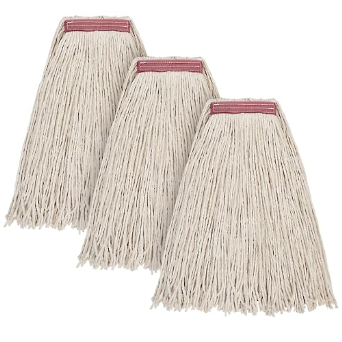 Matthew Cleaning 16oz 3Pack Cotton Floor Mop,Cotton Looped-Open String Heavy Duty String Mop Refills, Universal Headband Blend Mop,Mop Head Replacement for Home, Industrial and Commercial Use(White)