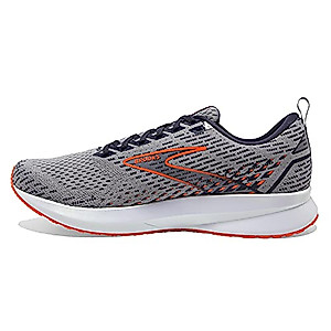 Brooks Men's Levitate 5 Neutral Running Shoe - Grey/Peacoat/Flame - 9.5 Medium