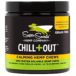 Super Snouts Chill + Out– 30 Soft Chews – Calming Chews for Dogs and Cats Help Maintain Your Pet’s Emotional Balance – Made in The USA