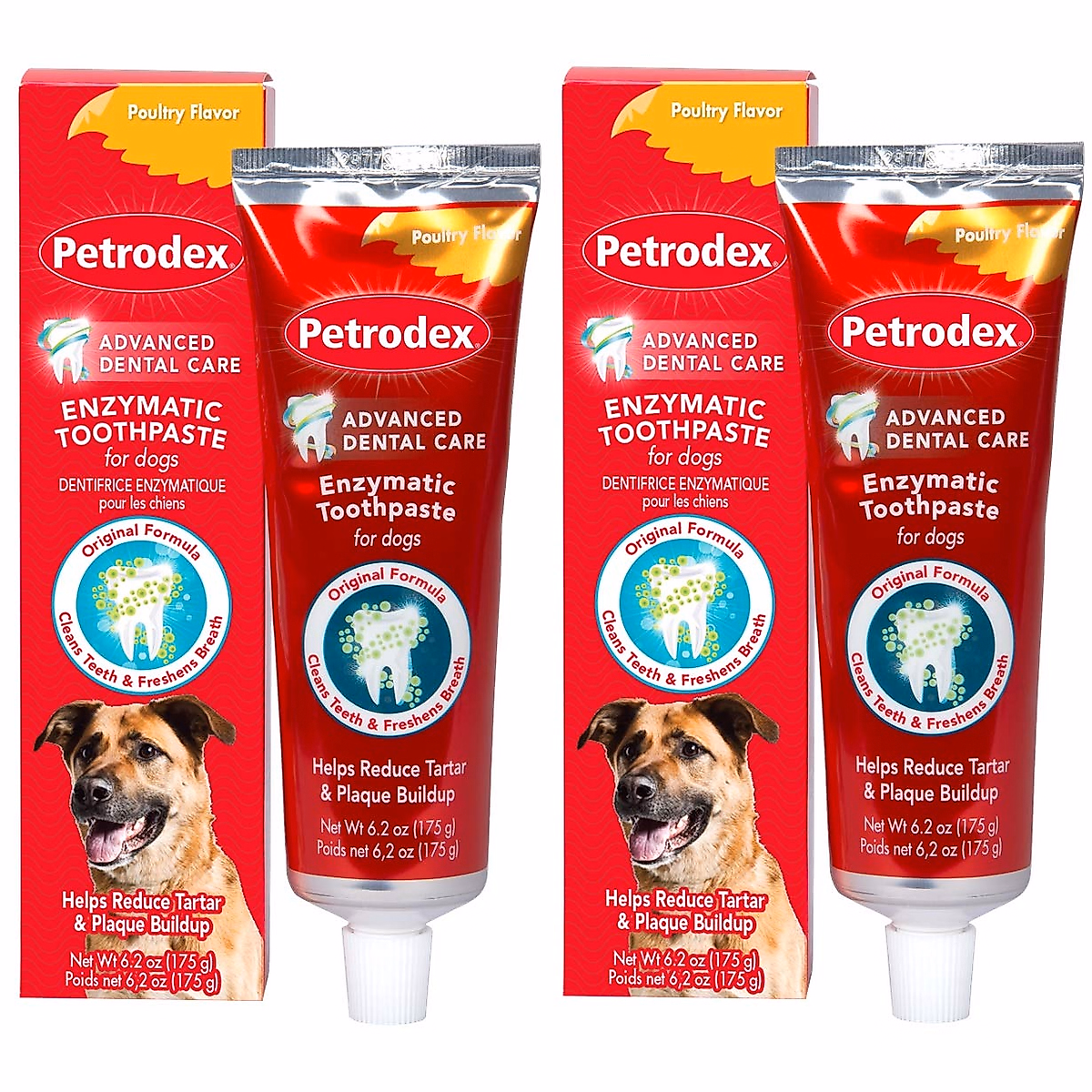Petrodex Enzymatic Toothpaste for Dogs, Helps Reduce Tartar and Plaque Buildup, Poultry Flavor, 2 Pack