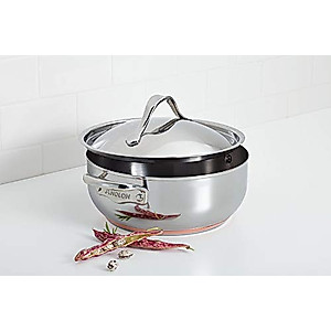 Anolon Nouvelle Stainless Steel Frying Pan/ Fry Pan/ Saute Pan/ Chefpan with Lid - 4 Quart, Silver