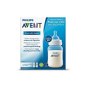 Philips Avent Anti-Colic Baby Bottles Clear, 9oz, 2 Piece