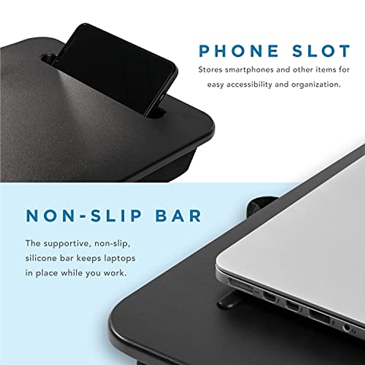 LapGear Sidekick Lap Desk with Device Ledge and Phone Holder - Black - Fits up to 15.6 Inch Laptops - Style No. 44218