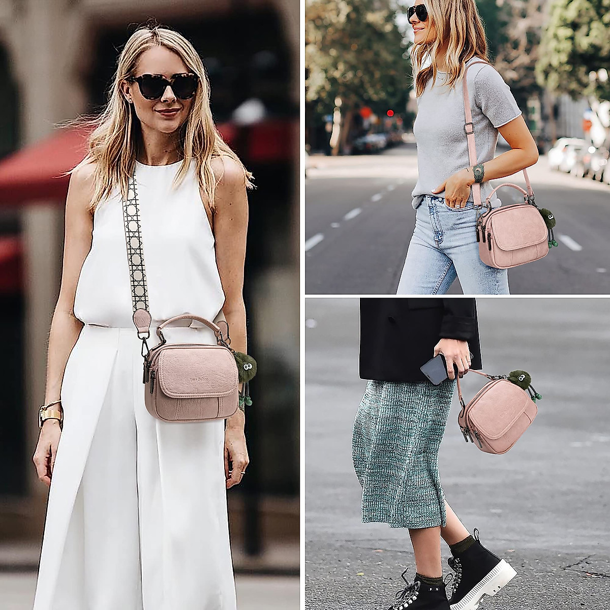 Love Deliver Crossbody Bags for Women Small Leather Purses for Ladies Shoulder Bag with Detachable Straps