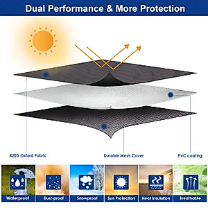 2 in 1 Air Conditioner Covers for Outside Units,Full Mesh & Detachable Waterproof Top AC Unit Defender Cover for All Season,Protect from Leaves,Snow & Dust 24"*24"*28"