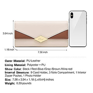 CLUCI Women Wallet Soft Leather Designer Trifold Multi Card Organizer Lady Clutch Beige