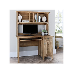 Bush Furniture Salinas Computer Desk with Hutch | Study Table with Drawers, Cabinets & Pullout Keyboard/Laptop Tray | Modern Home Office Desk in Reclaimed Pine | Work Desk with Storage