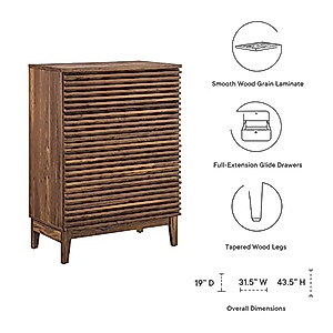 Modway Render Mid-Century Modern Desser Chest in Walnut