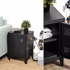 Homy Casa Inc Graves Solo Storage Lockers, Metal Black Nightstand, Metal Cabinet-Black